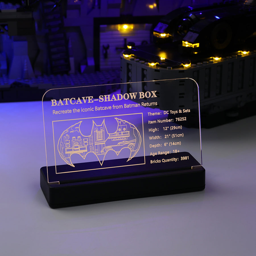 LED Nameplate for LEGO Batcave – Shadow Box 76252– Game of Bricks USA