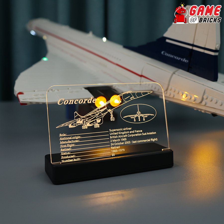 LED Nameplate for LEGO Concorde 10318– Game of Bricks USA