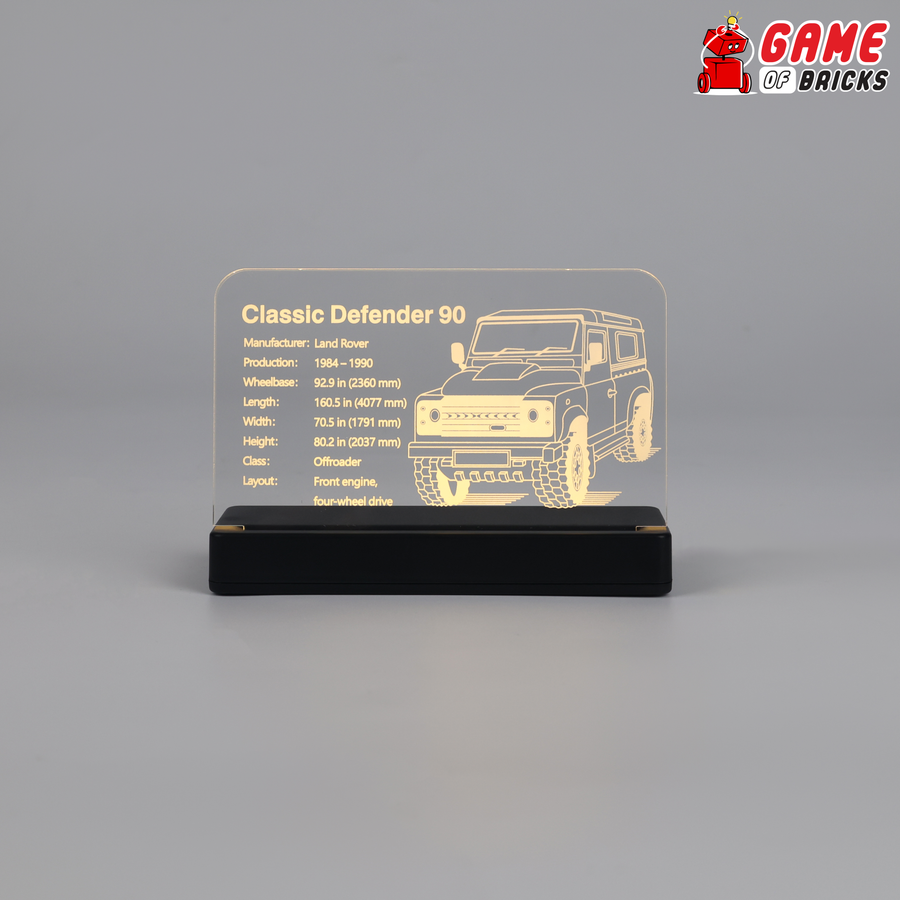 LED Nameplate for LEGO Land Rover Classic Defender 90 10317– Game of ...